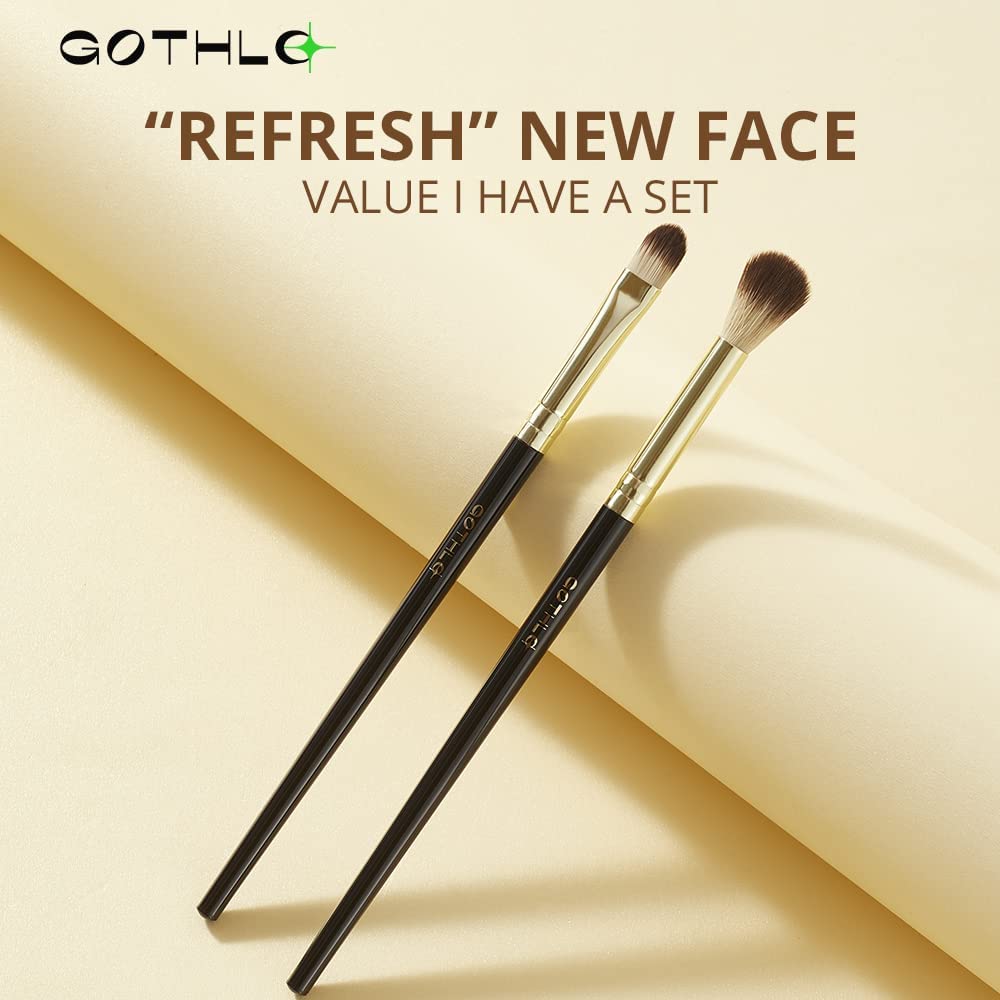 GOTHLO Eyeshadow Brush Set, Upgrade 2Pcs Eye Brushes, Portable Makeup Brush, Nasal Shadow Brush, Basics Eye Shadow Brush
