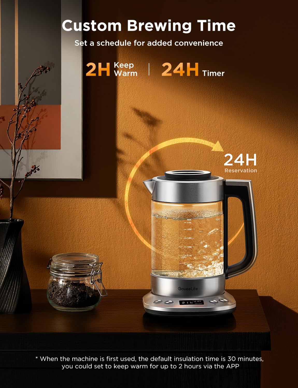 GoveeLife Smart Electric Kettle with Tea Infuser for Loose Leaf Tea, 1.7 L Electric Tea Kettle with Brewing Program, Variable Temperature Control, 2 H Keep Warm & Auto Shut off, BPA Free, Sliver