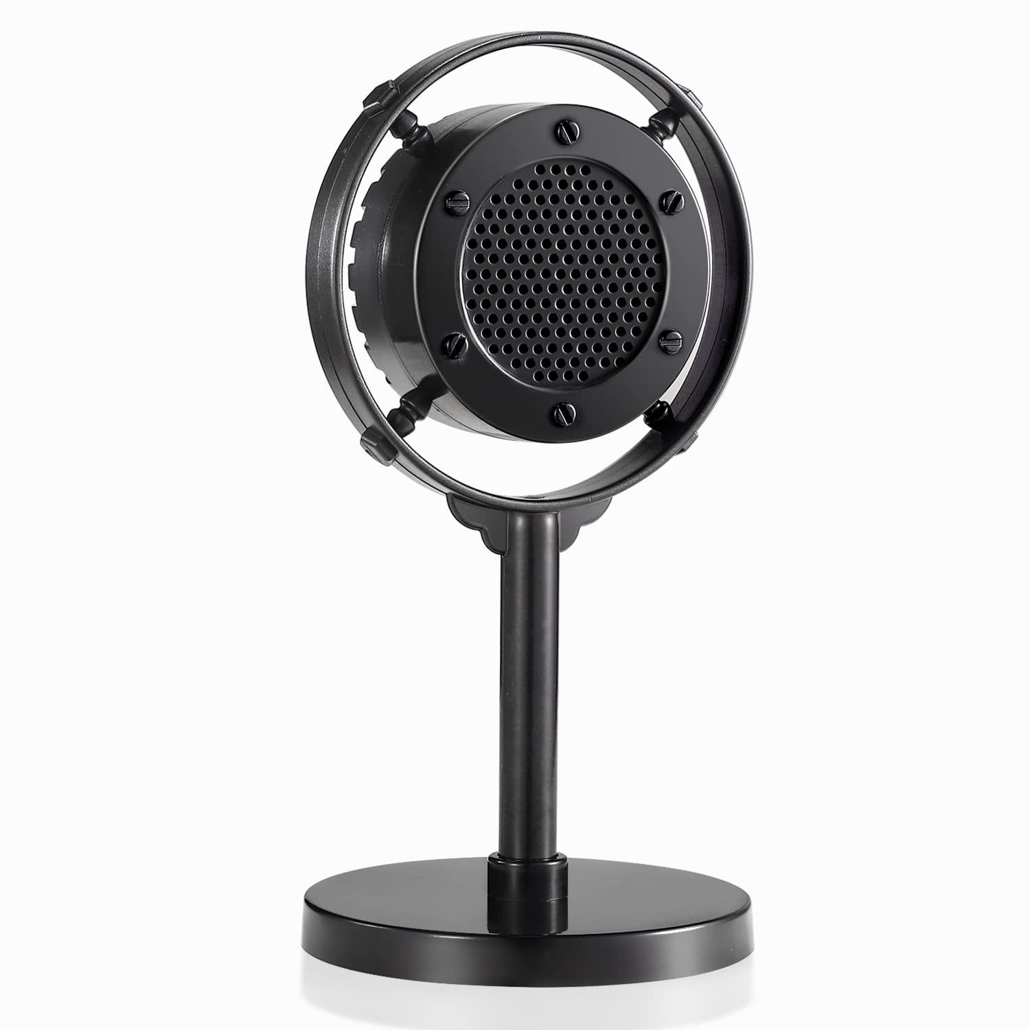 Facmogu Antique Diaphragm Condenser Microphone Props, Ancient Fake Plastic Mic from 1930s - 1940s, Vintage Retro Microphone Props for Holiday Party Shooting - Black