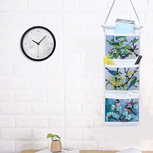 ZSNUOK 2PCS DIY 5D Diamond Painting Storage Bag Kits, Linen Fabric Storage Hanging Bag Door Wardrobe Bedroom Organizer 19 X 7 in