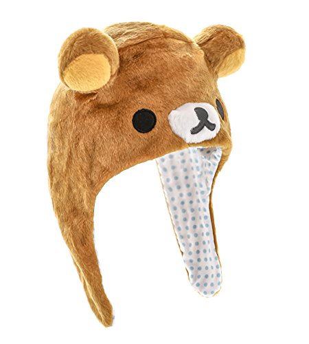 SAZAC San-X Licensed Rilakkuma Animel Beanie Fluffy Beanie Cap Soft Warm Winter Head wear (Rilakkuma-Brown)