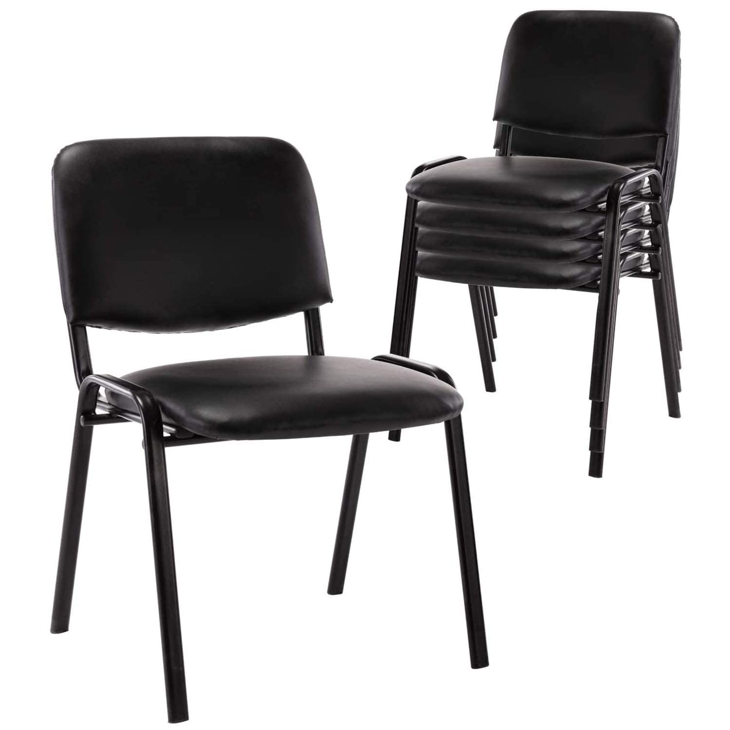 DM Furniture Conference Chairs, 5 Pack Stackable Reception Chairs PU Leather Guest Chairs for Events, Office, Reception Area, Hotel, Hall, Community Centers, Home, Set of 5