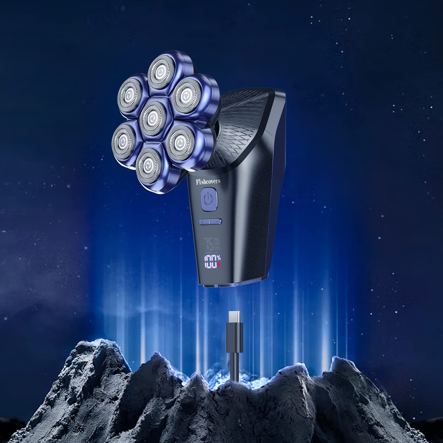 Head Shavers for Bald Men, 7D Magnetic Floating Head Shaver with 3 Modes, IPX7 Waterproof Electric Razor Grooming Kit, USB Rechargeable