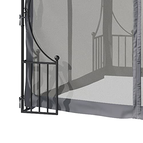 Outsunny 10' x 10' Patio Gazebo, Double Roof Outdoor Gazebo Canopy Shelter with Netting, Steel Corner Frame for Garden, Lawn, Backyard and Deck, Dark Gray