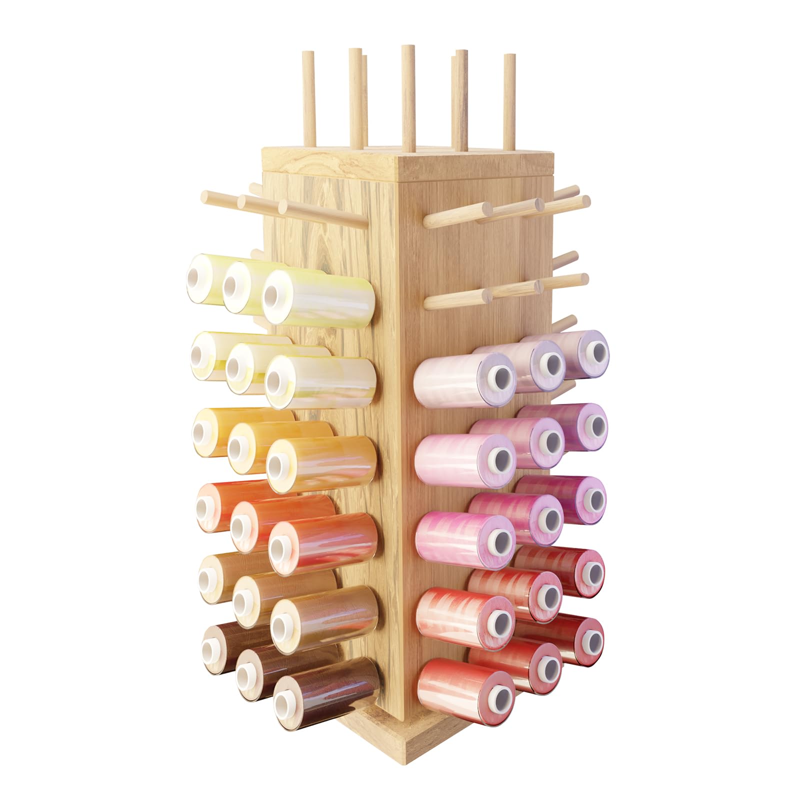 guwealthy 93 Spools Wooden Thread Rack, ć2024 NEW ć 360° Fully Rotating Wooden Thread Rack/Thread Holder Organizer for Sewing, Quilting, Embroidery, Hair-braiding and Jewelry Storage