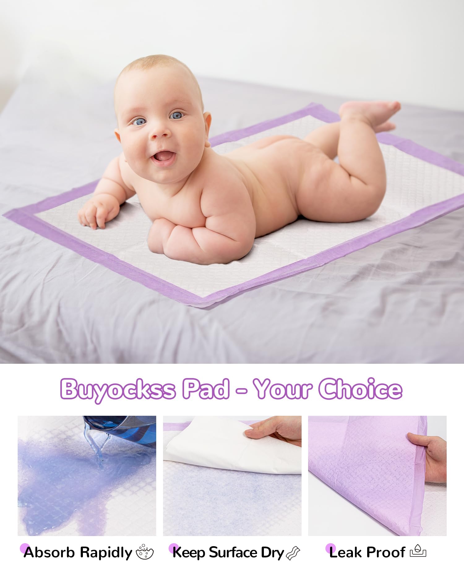 Disposable Changing Pads 50Pack Baby Underpads 18 x 24 in Matress Protection Pads Ultra Soft Premium Absorbent Waterproof Diaper Changing Liners Pee Pads