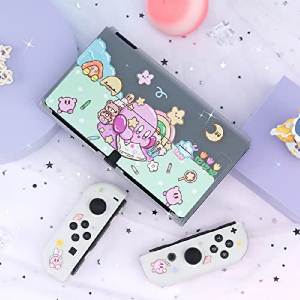 ENFILY Cute Case Compatible with Nintendo Switch OLED, Dockable Case Cover, Ergonomic Soft TPU Grip Case for Joycon, Sparkle Skin Set