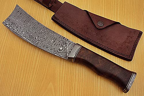 CP-35 Custom Handmade Damascus Steel 12.00 Inches Cleaver style Knife - Beautiful Handle