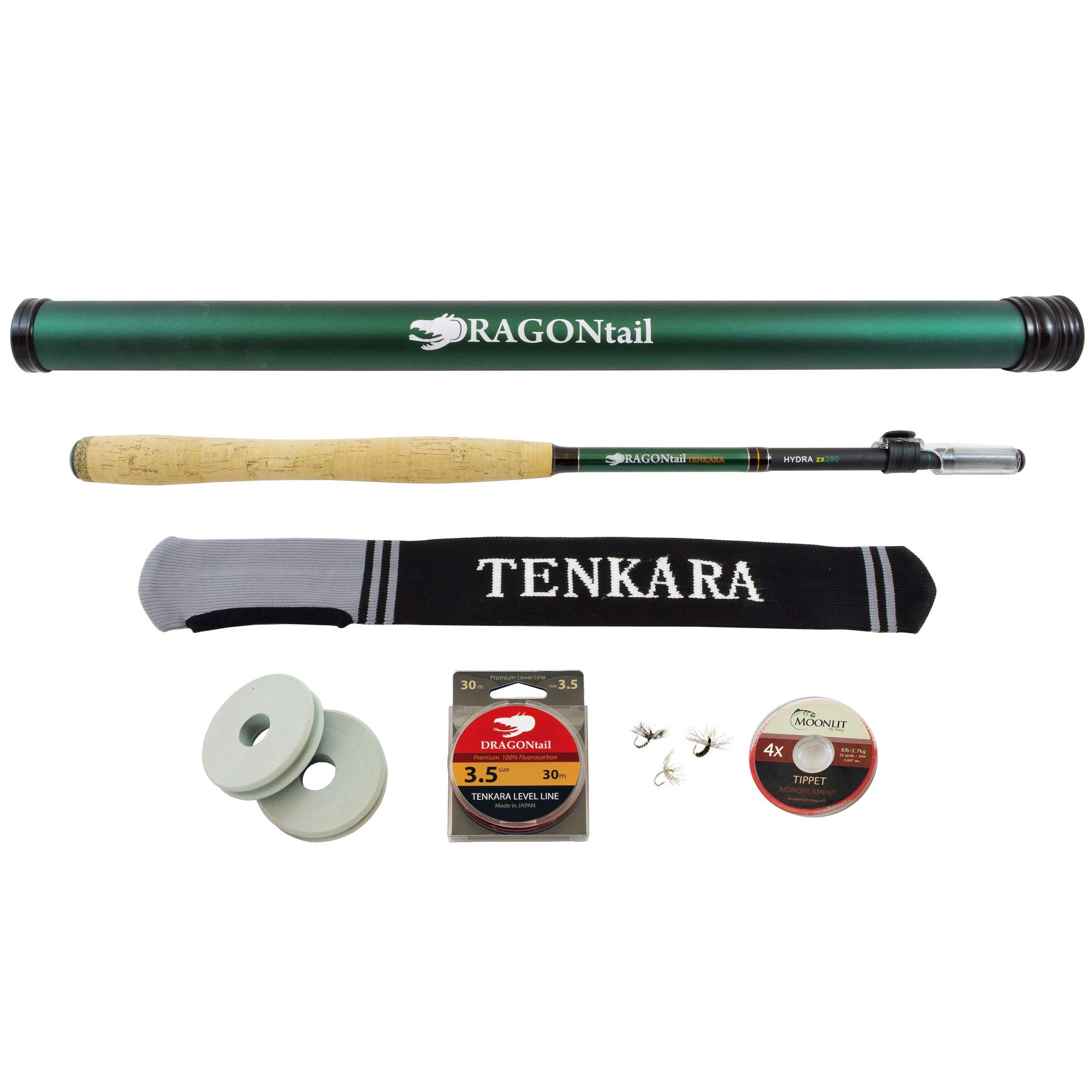 DRAGONtail Hydra zx390 Tenkara Fly Fishing Rod with Level Line Kit, 13'