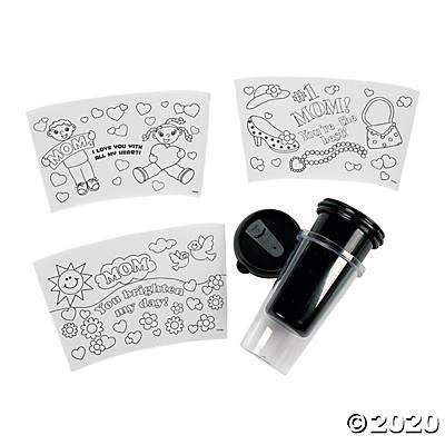 Fun Express Color Your Own Mom Travel Coffee Mugs - Set of 6 - Mother's Day Crafts for Kids