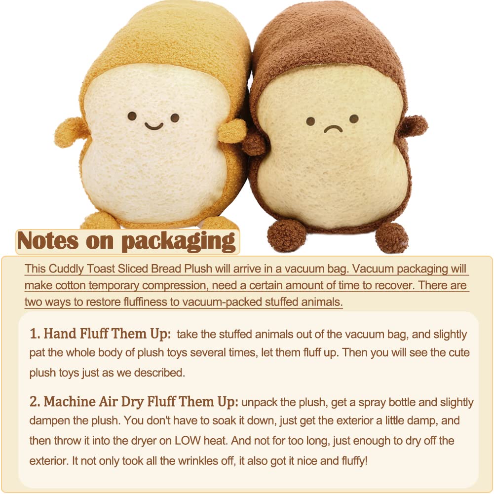 DENTRUN Toast Sliced Bread Pillow,Bread Shape Plush Pillow,Facial Expression Soft Toast Bread Food Sofa Cushion Stuffed Doll Toy for Kids Adults Gift Home Bed Room Decor, Smile, M