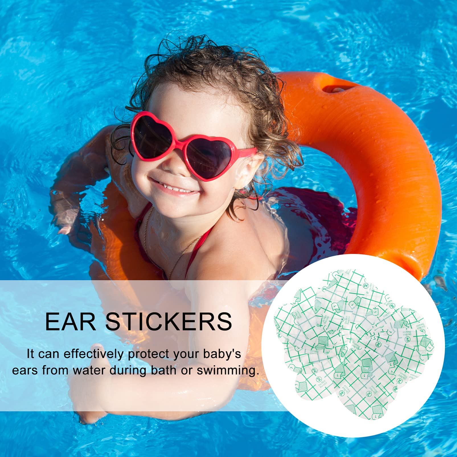 Healeved 60 Pieces Ear Stickers Disposable Ear Covers for Shower Baby Ear Protectors Ear for Bathing Swimming
