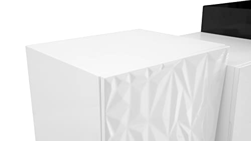 Zuri Furniture 78.7" Wide Modern Verlace Buffet Glossy White Lacquer Black Lacquer Embellishment