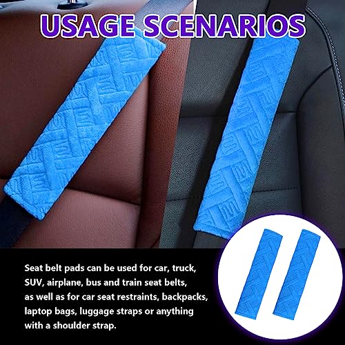 Kewucn Car Seat Belt Pads, 2 Pake Soft Comfort Seat Belt Shoulder Strap Covers Harness Pad to Protect Your Neck and Shoulder, Universal Vehicle Interior Accessories for Most Cars (Blue)