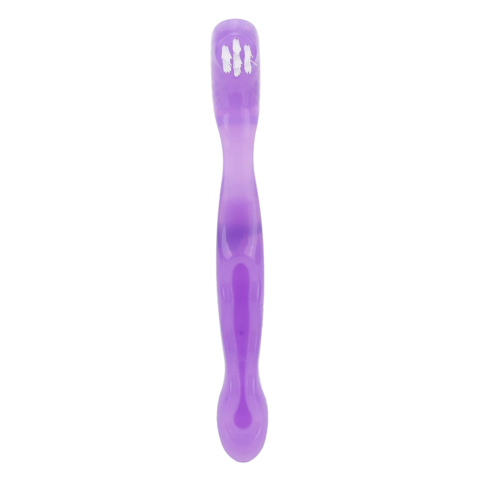 Denture Toothbrush, False Teeth Brush Soft Hair Double Sided Professional Safe for Home Travel for Elderly (Purple)