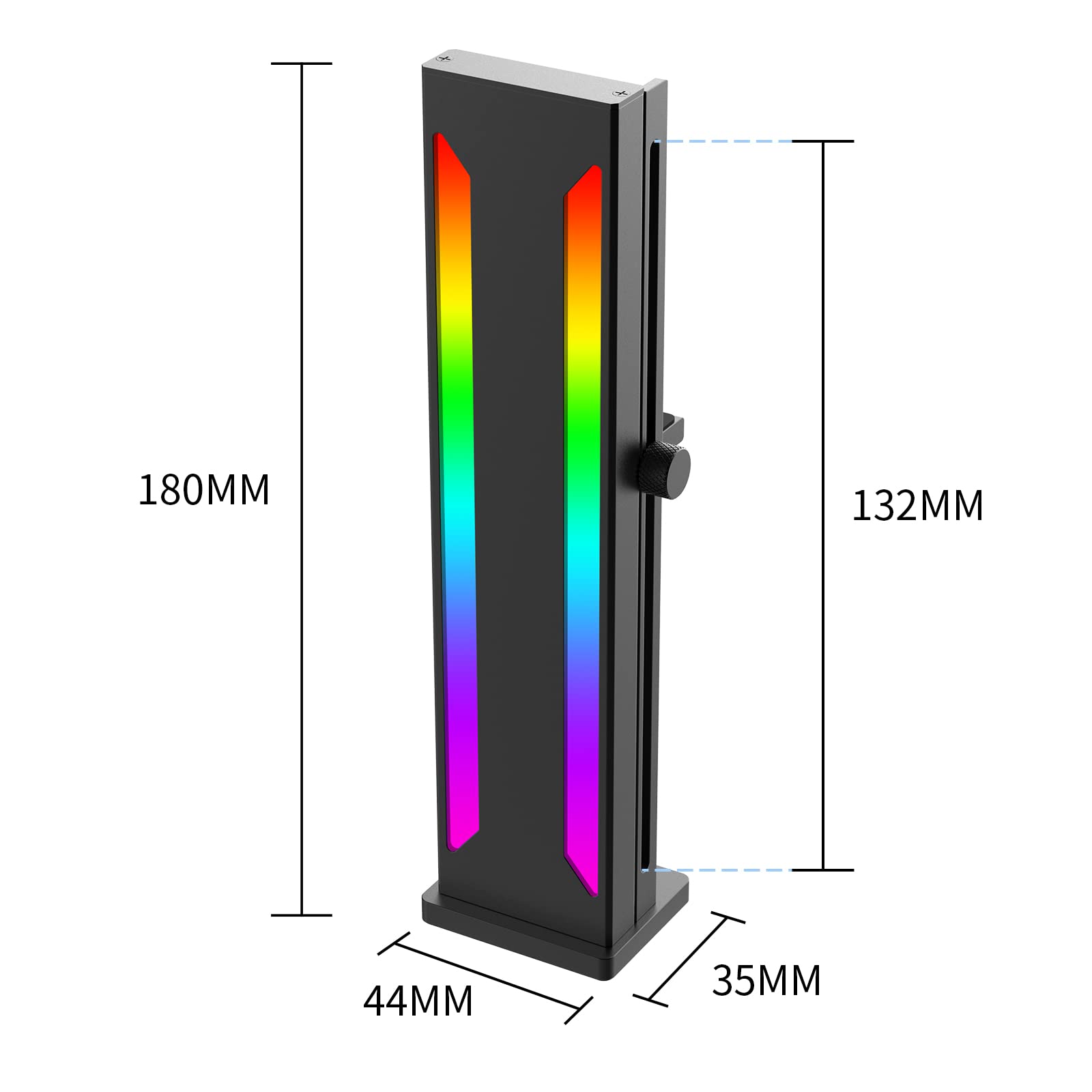 iHTP 5V ARGB Graphics Card GPU Brace Graphics Card Holder for ATX/MATX/ITX, Handscrew Adjust Height with Dual Support, Stronger Magnet Base Can Support Black