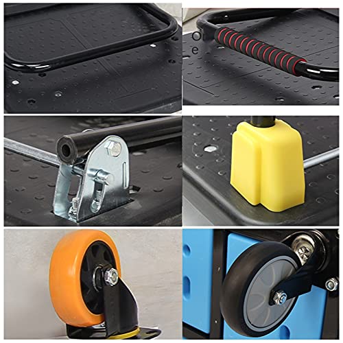 Generic Hand Truck Foldable Push Hand Cart for Loading and Storage Platform Truck Trolley with 360 Degree Swivel Wheels Large Loading Capacity Folding Cart (Color : Q 1), Black,blue,green