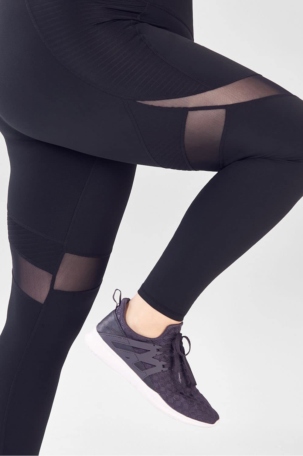 Fabletics Women's Define Mid-Rise Moto Legging, Workout, Yoga, Maximum Compression, Flattering, 4X, Black