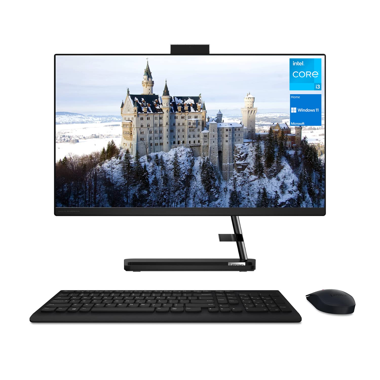 Lenovo IdeaCentre 3i All-in-One Desktop, 23.8” FHD Display, Intel Core i3-1115G4 Processor, 8GB RAM, 512GB PCIe SSD, Pop-up Webcam, HDMI, Wireless Keyboard&Mouse, Wi-Fi 6, Windows 11 Home