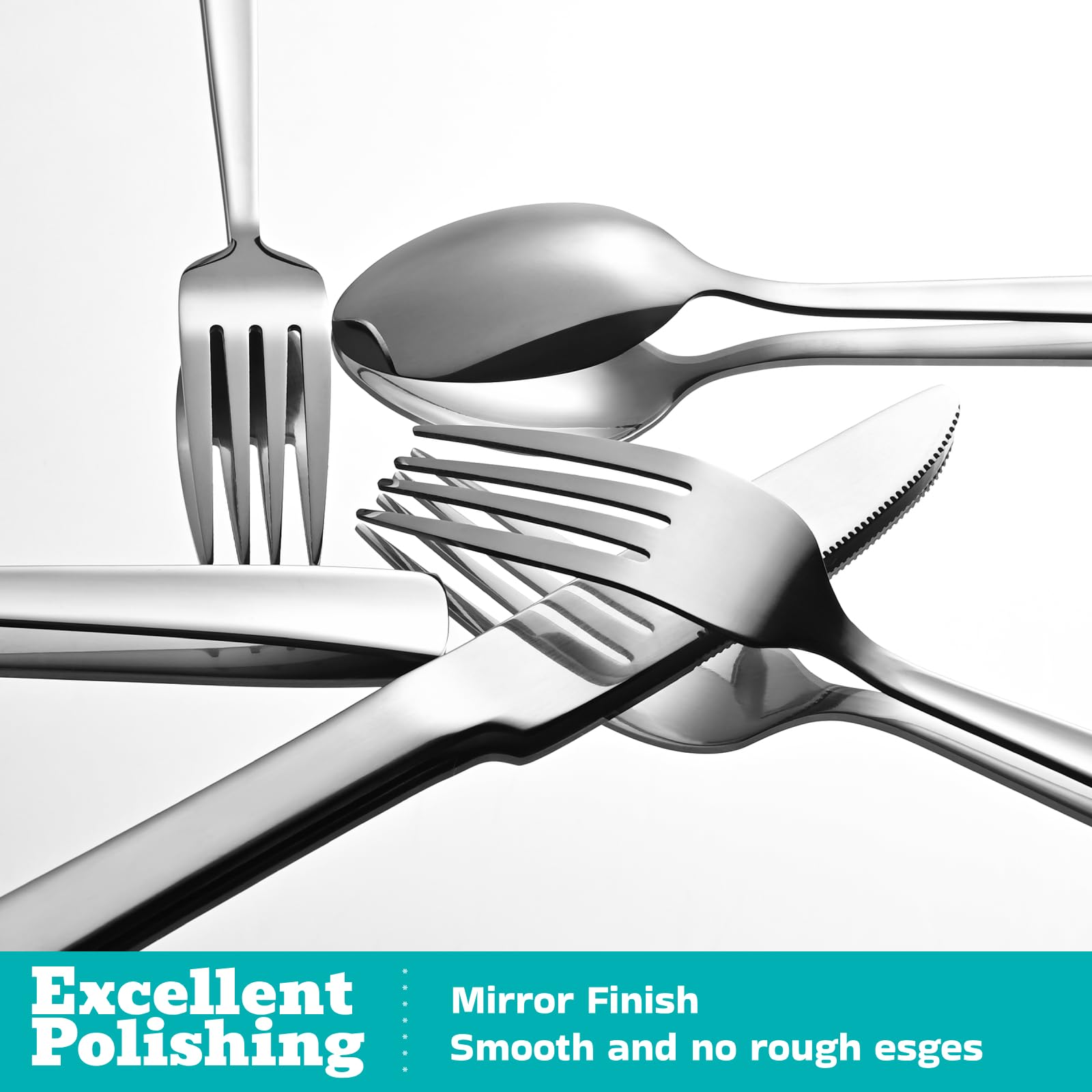 KINGSTONE 40-Piece Silverware Service for 8 - Premium Stainless Steel Flatware Set, Basic Silverware Set, Modern Utensils Set for Everyday Use, Lightweight Cutlery Set Easy to Carry