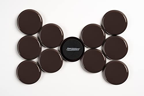 Super Sliders 2 1/2" Round Reusable Furniture Sliders for Carpet - Effortless Moving and Surface Protection, Brown (8 Pack)