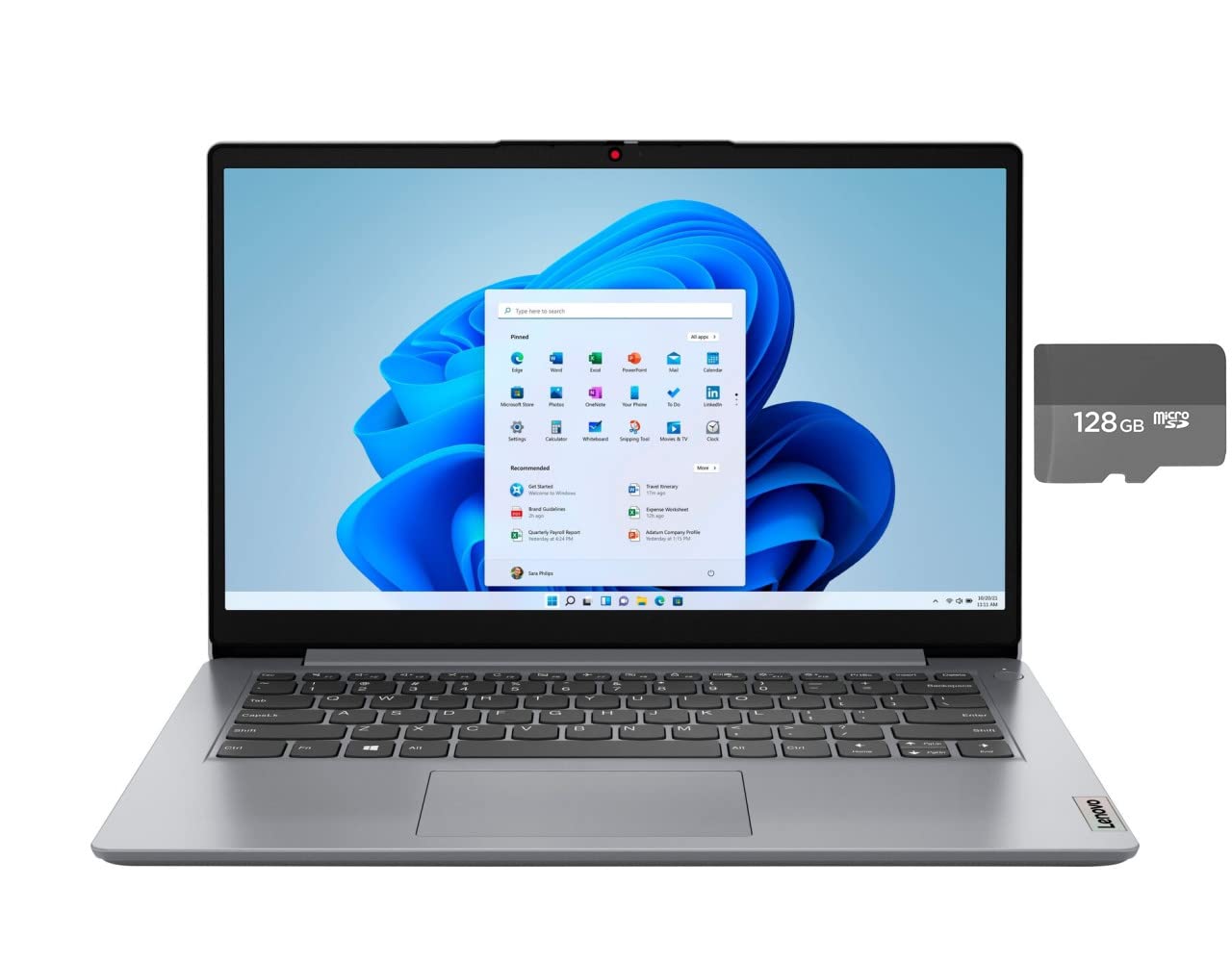 Lenovo IdeaPad Duet 1i 14 inch HD LED Laptop | Intel Celeron N4020 | Intel UHD Graphics | Bluetooth | Grey | Windows 11 in S Mode (Gray, with 128GB SD Card)