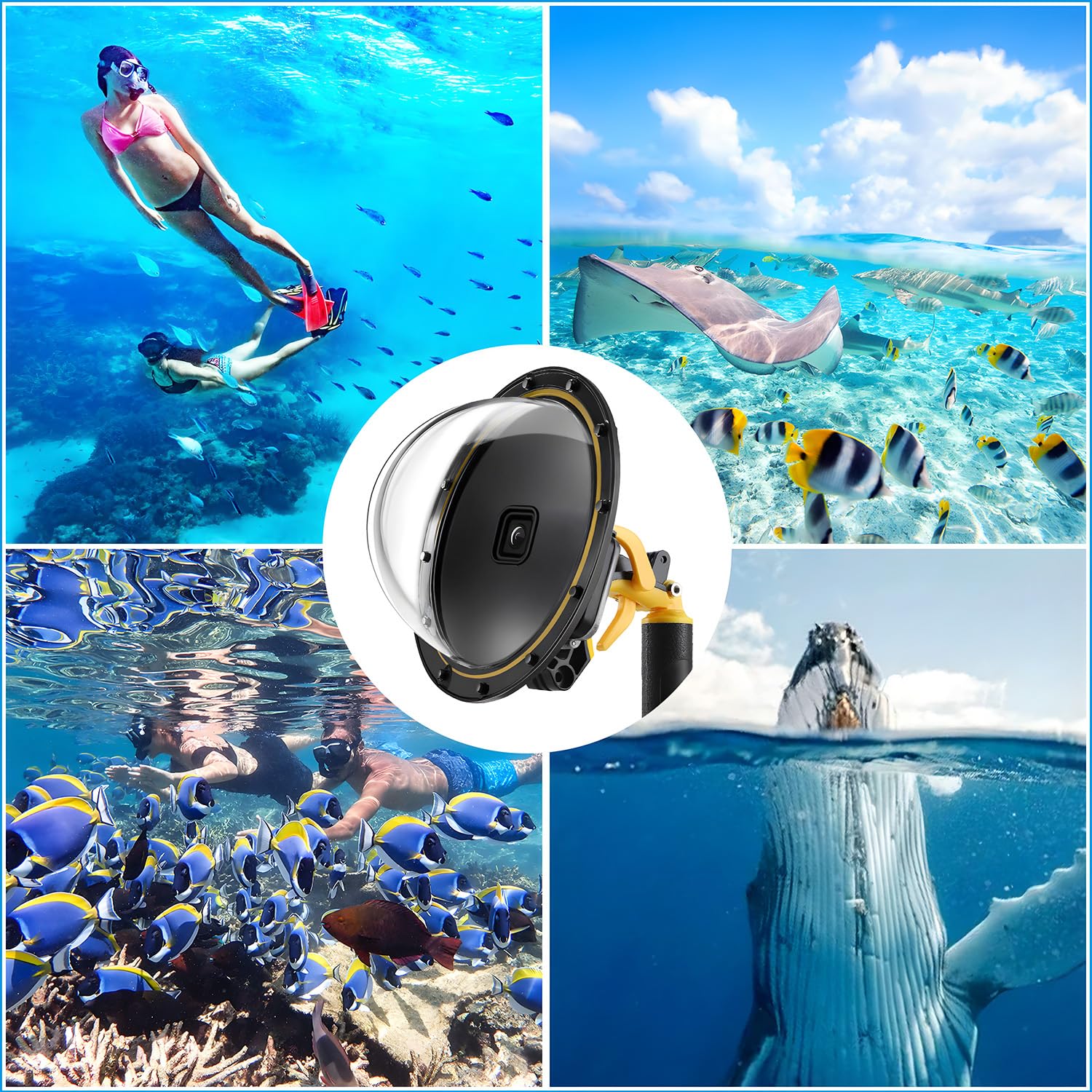 Dome Port,Waterproof Housing Case Compatible Black Underwater Protective Diving Dome Lens Accessories with Trigge Pistol an-ti Fog Insert