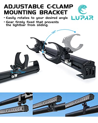 Lupar UTV Chase Lightbars C-Clamp Mounting Bracket Universal Fits 1.75" - 2 Inch Rollcage Bar Mount, Heavy-Duty Aluminum Brackets for Off-Road RZR - 2 Pack