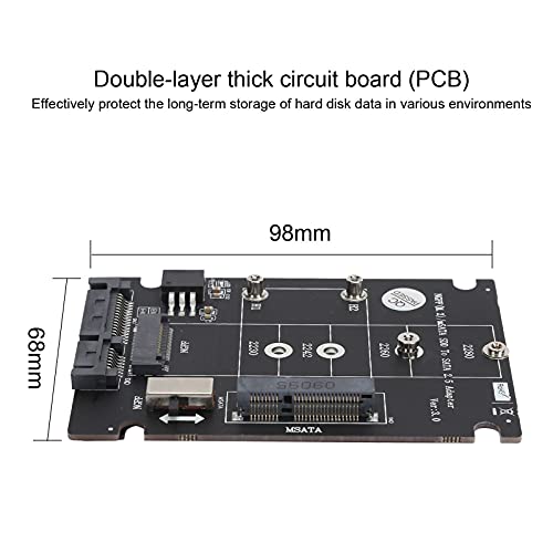 GOWENIC SSD Adapter Card,2‑in‑1 SSD Adapter Card MSATA M.2 to SATA Interface Hard Drive Expansion Board with Switch,Double‑Layer Thick Circuit PCB Panel,Strong and Stable,for Computer