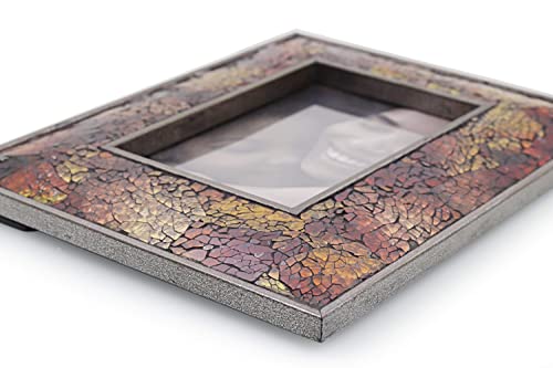 LushAccents Photo Picture Frame - 4" x 6", Mosaic Glass Premium Frame for Wall and TableTop Display