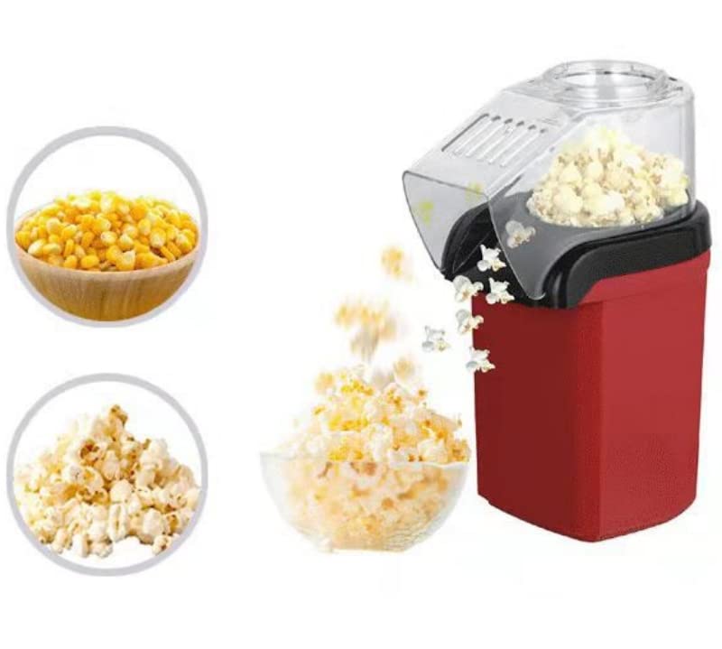 mini popcorn machine for home electric small hot air popcorn popper no oil tabletop portable pop corn maker with Measuring Cup Melt Butter - RED (RED)
