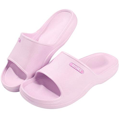Soft Sandals Slides for Women Men Lightweight Beach Pool Shower Shoes Bathroom Slippers, Pink