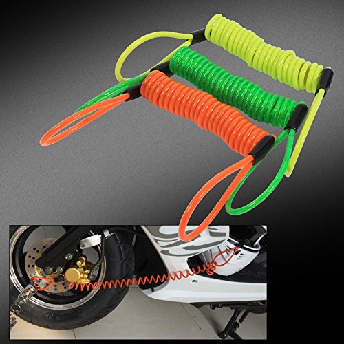 Disc Lock Cable, Yctze Motorcycle Bike Alarm Disc Lock Antitheft Security Spring Reminder Coil Cable Yellow Replacement for Motorbikes Motorcycles Scooters Bicycles(Orange)
