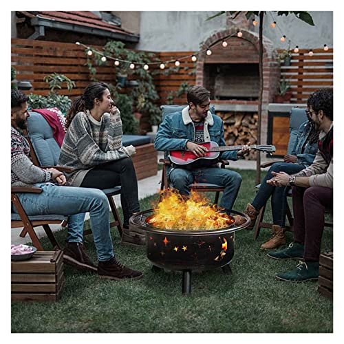 LIUXUEFE Outdoor Fire Pit, 30-inch wo-od-Burning Steel Grill, Fire Pit Bowl with Mesh Fire Pits, Fireplace Suitable for Backyard Camping and Picnic