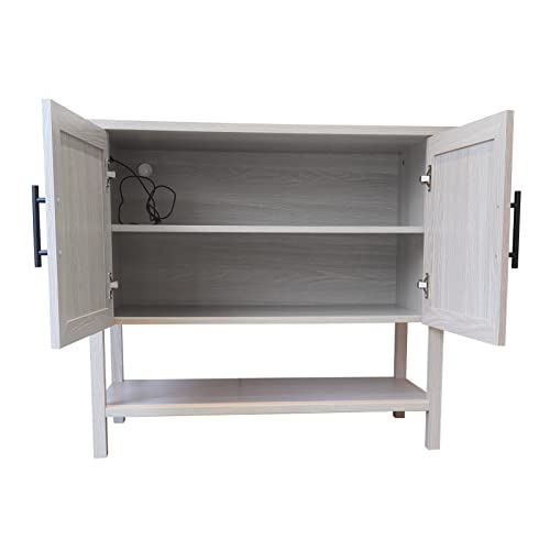 LUSUOWLZ Sideboard Storage Cabinet with USB Charger, Console Table with 2 Tire, Wooden Accent Buffet Cabinet, Console Table for Hallway Living Room & KitchenâŚ