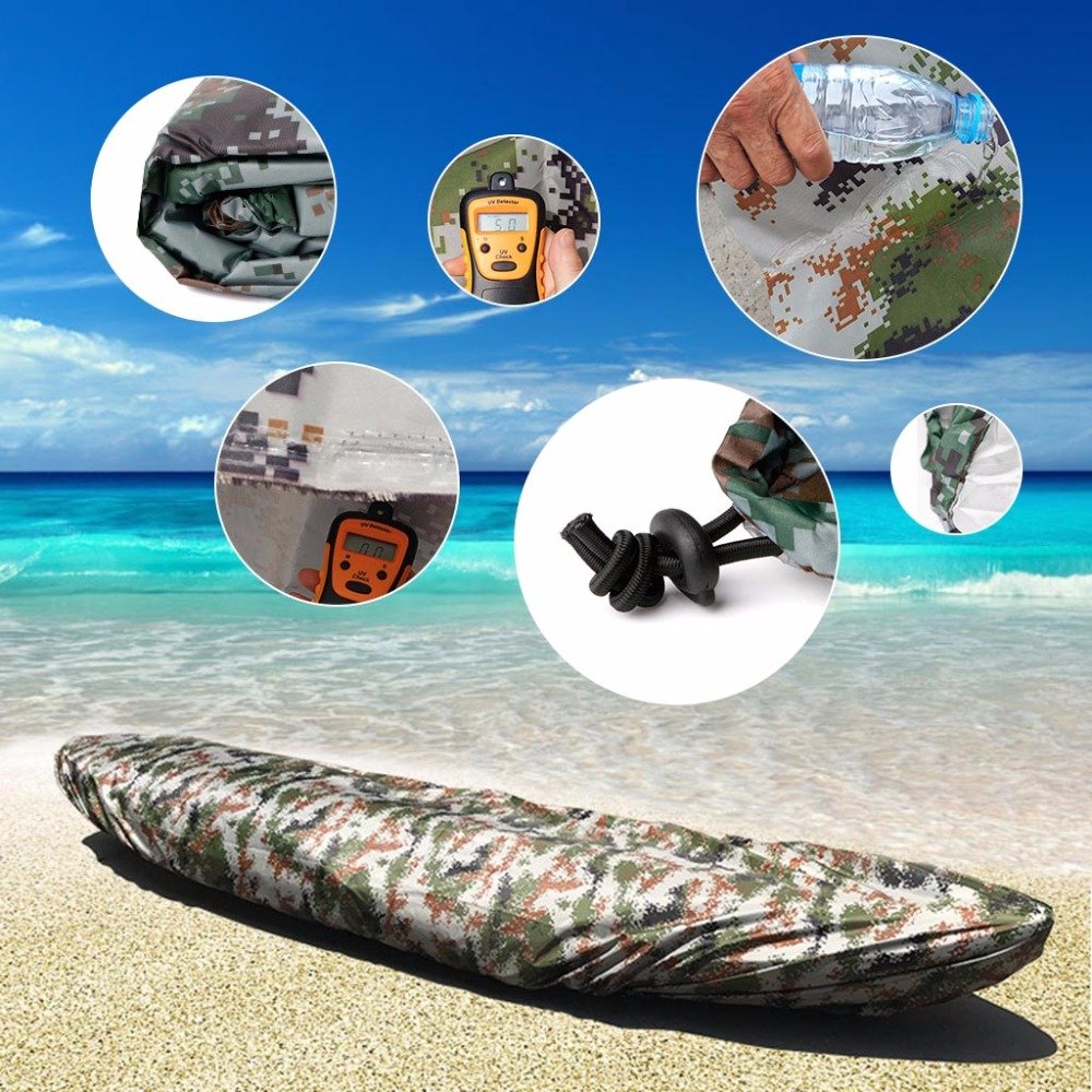 Dulcii Universal Camouflage Kayak Canoe Boat Waterproof UV Resistant Dust Storage Cover Shield, 6 Size to Choose (4.0-4.5m/13.0-14.7ft)