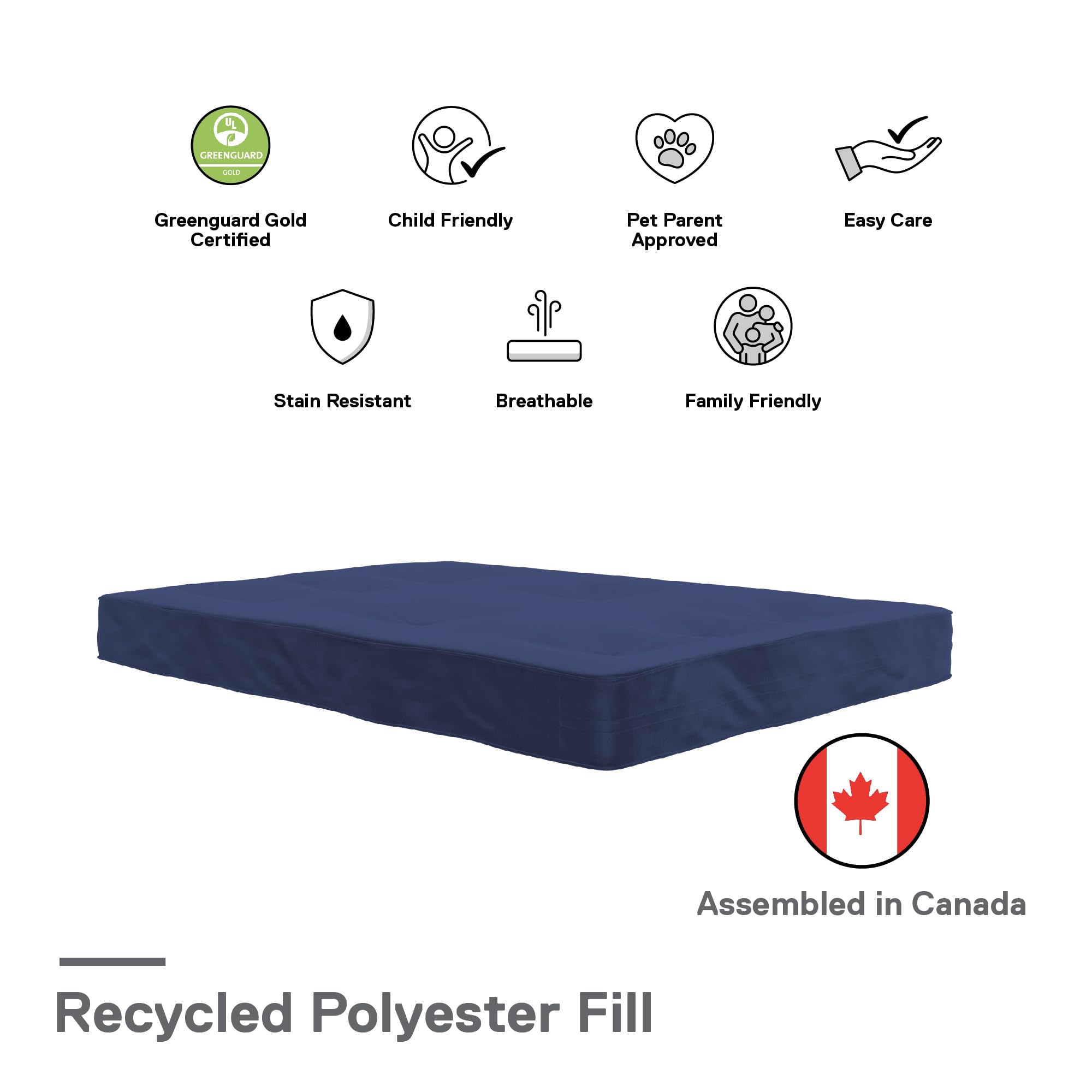 DHP 8" Polyester Futon Mattress Sofa Bed, Full, Blue