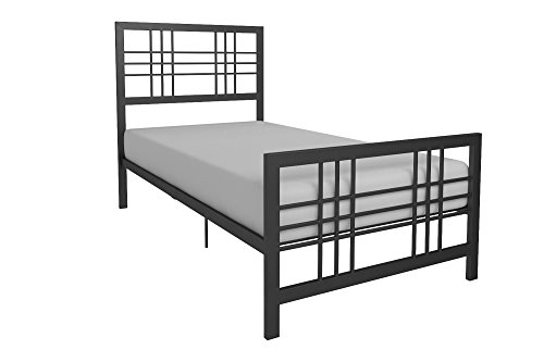 DHP Arcadia Metal, Twin Size Frame, Adjustable Storage, Black Bed