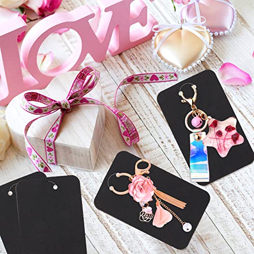 ZYNERY 100 PCS Keychain Display Cards, 3 x 4.7 Inch Keychain Holder with Self-Sealing Bags, Card Display Rack for Displaying Keyring Jewelry Bulk Keychains Packaging Supplies (Black)