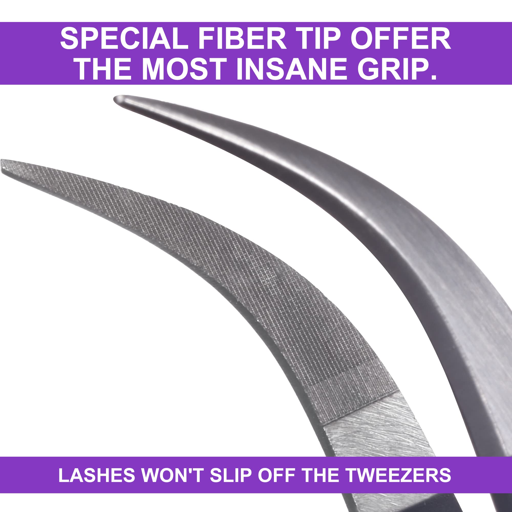 Fiber Tip Lash Tweezers For Eyelash Extension 4 Pcs Tweezers Professional Artist Tech Work Kit Tools,Best Volume Eyelash Lashes Extensions Precision Supplies Volume Boot 90 45 Degree(Black)
