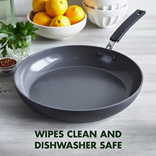 GreenPan Levels Stackable Hard Anodized Healthy Ceramic Nonstick, 8" 10" and 12" Frying Pan Skillet Set, PFAS-Free, Dishwasher Safe, Black