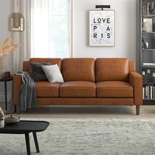DHP Brynn 3 Seater Sofa, Camel Faux Leather