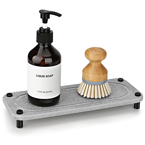kickic Instant Dry Sink Organizer Bathroom,Water Absorbing Stone Tray For Sink,Fast Drying Stone Sink Tray,Fast Drying Sink Caddy(Light Grey)