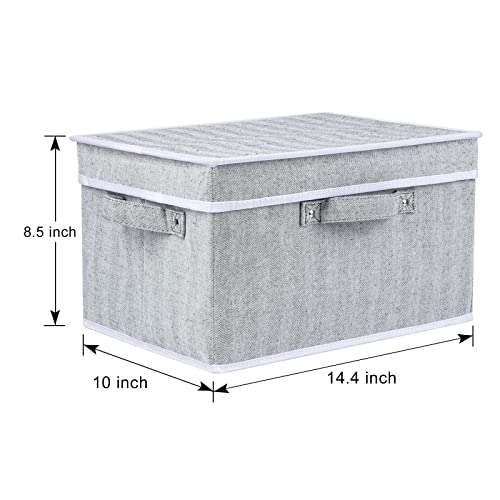 Zilink Storage Bins with Lids Decorative Baskets for Organizing Stackable Storage Bins for Nursery Bedroom Home Grey, Set of 4