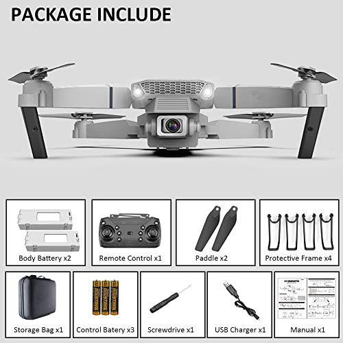 FDWYTY Drone with Camera, 1080P HD FPV Mini Foldable RC Quadcopter with Altitude Hold, Headless Mode Remote Control Aircraft Toys Gifts for Kids Adults Boys Girls Beginners - 2 Batteries, 25 Mins Flight Time, Gray