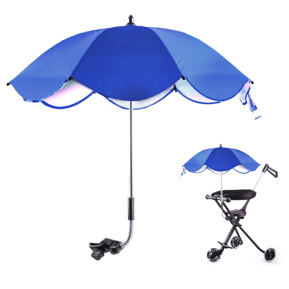 Diydeg Baby Carriage Sun Shade, Folding Non-Skid Anti-UV Stroller Sunshade Umbrella, for Strollers Bicycles(Blue Umbrella)