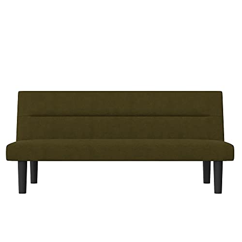 DHP Elm Convertible Living Room Sofa Bed and Couch Linen Futon, Green