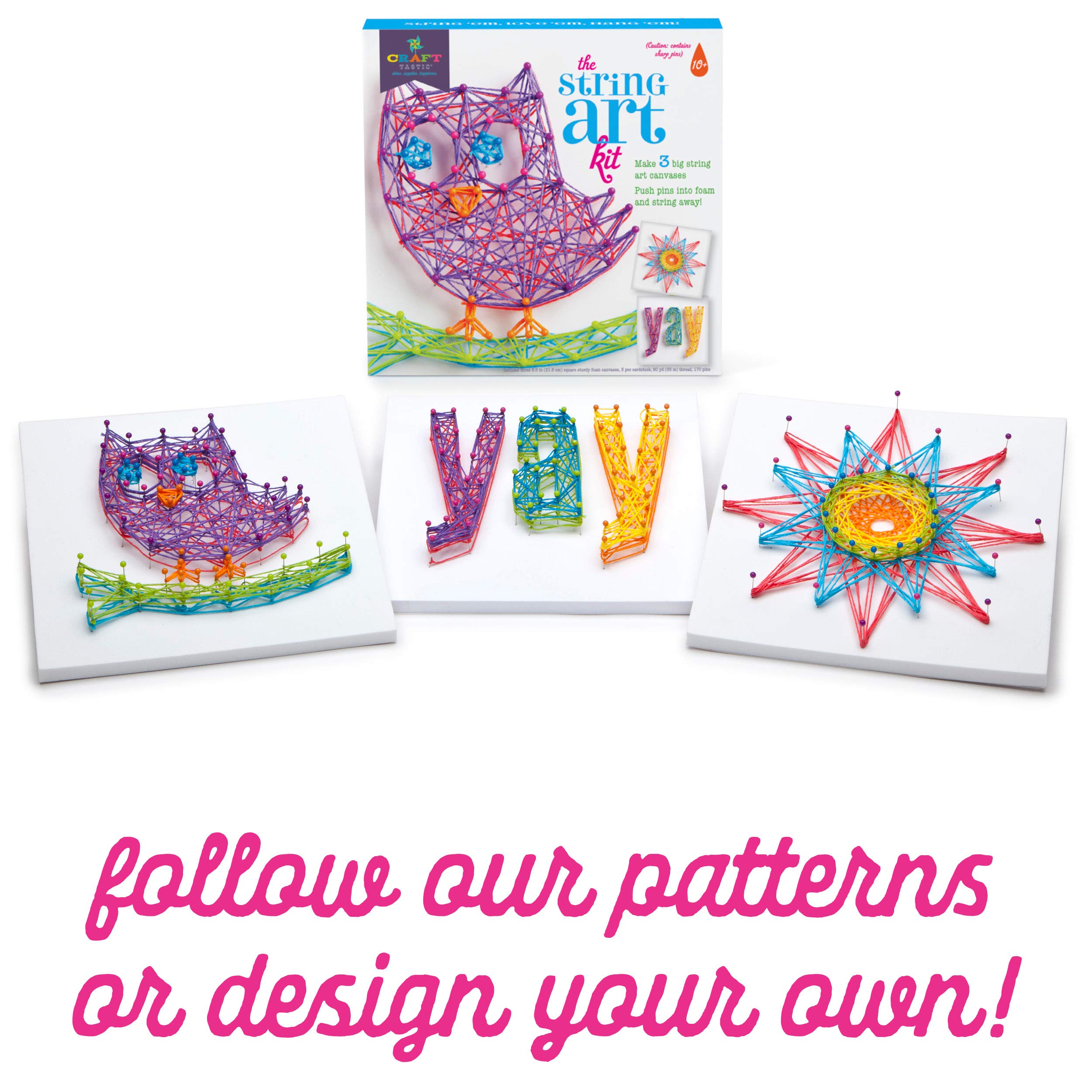 Craft-tastic DIY String Art β Craft Kit for Kids β Everything Included for 3 Fun Arts & Crafts Projects β Owl Series, Large