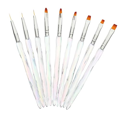 minkissy 9pcs Nail Pen Nail Airbrush Pinceles Para Uñas Acrilicas Lipstick Applicator Fine Brushes Nail Art Supplies Nail Art Brushes Nail Art Pen Manicure DIY Drawing Pen Nail Supplies UV