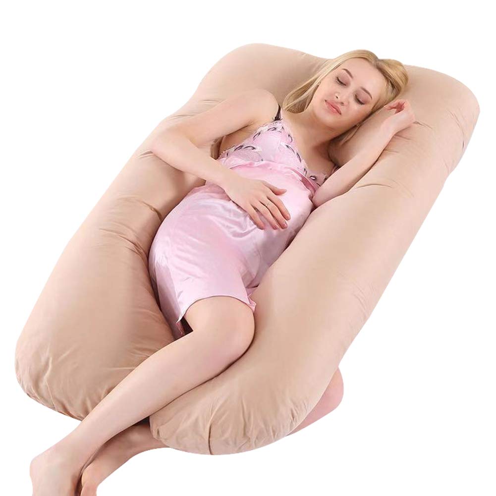 Do&Get Home Collection Pregnancy Pillow, U-Shape Maternity & Nursing Support with Removable Cotton Cover (Light Brown)